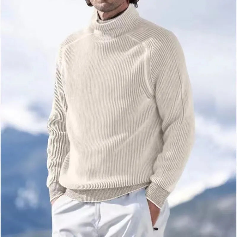 Knitted Jumper - Men's Warm Rib Knit Turtleneck Sweater – Chaps of London